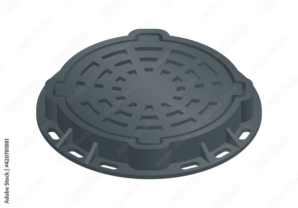 Vektor Vector illustration closed sewer hatch isolated on white ...