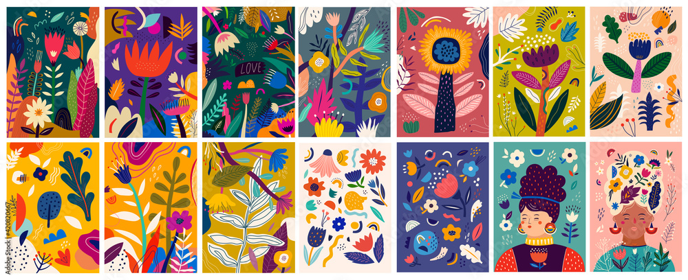 Beautiful bright spring wallpapers, posters, covers, cards with flowers ...