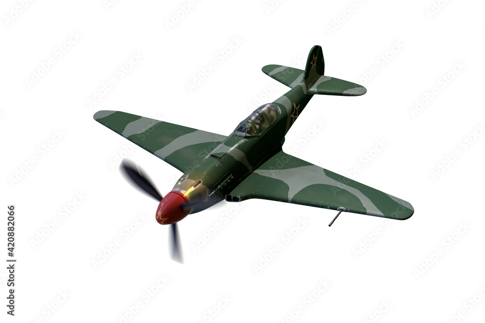 Foto de Stock Yakovlev 9, Russian aircraft used in World War II, low ...