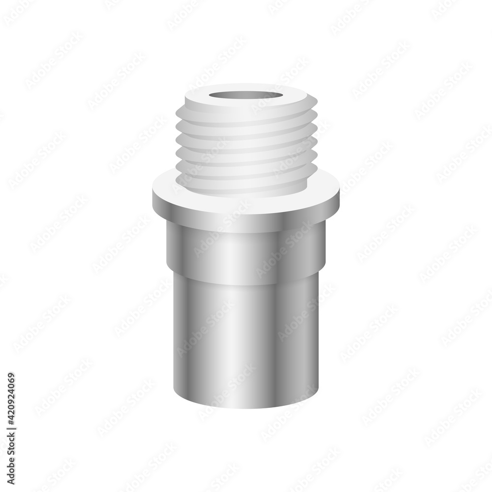 PVC or plastic pipe fitting vector design isolated on white background ...