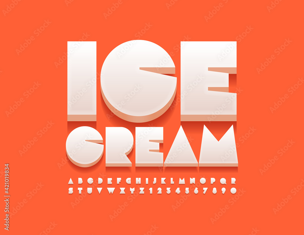 Vector tasty sign Ice Cream. Creative modern Font. Abstract style set ...