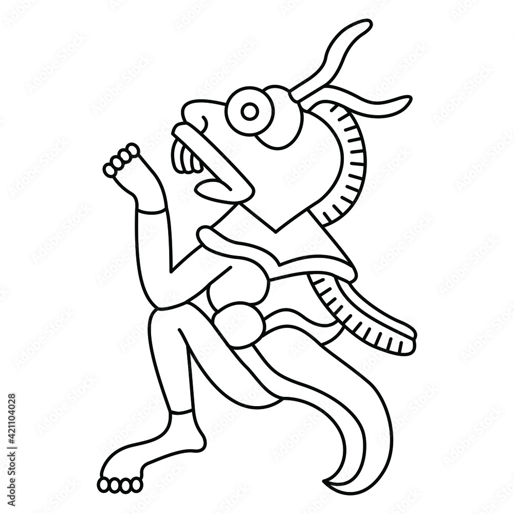Monster locust. Native American art of Aztec Indians. Animal pre ...