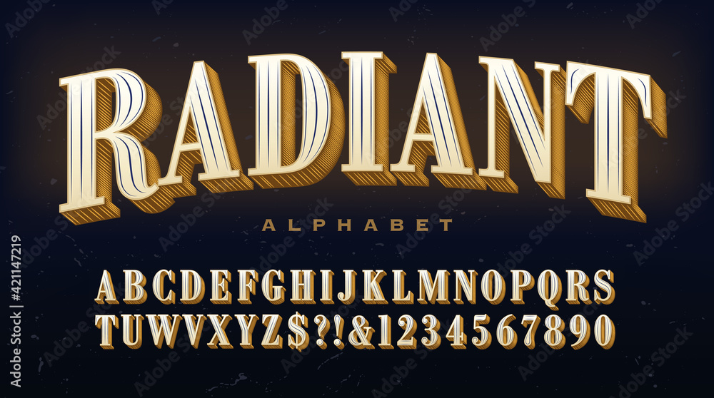 Radiant alphabet; a traditional serif capitals font with extravagant ...