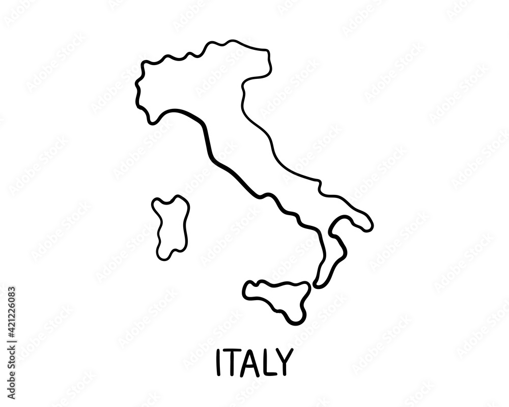 Hand drawn Italy map illustration Stock Illustration | Adobe Stock