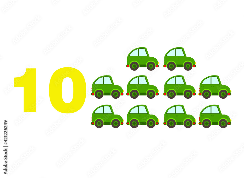 numbers with examples with cars. educational page with mathematical ...