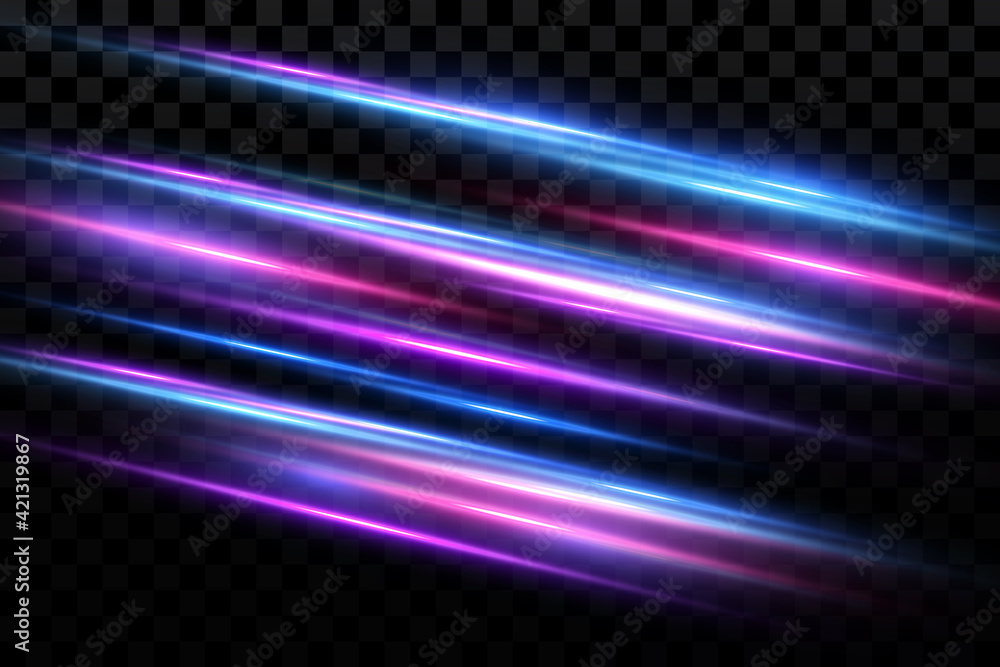 Motion light effect for banners. Blue lines. The effect of speed on a ...