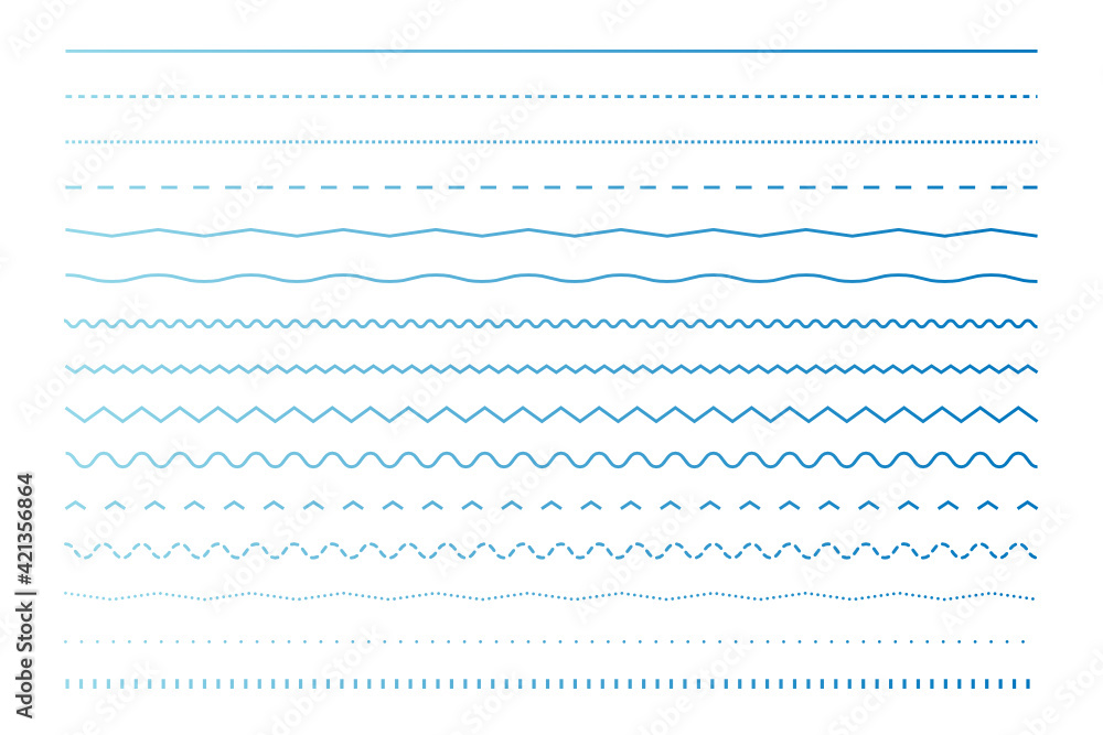Line Border Set, Dotted Lines, Wavy Line Border, Wave Lines, Line Vector, Dashed Border, Dashed ...