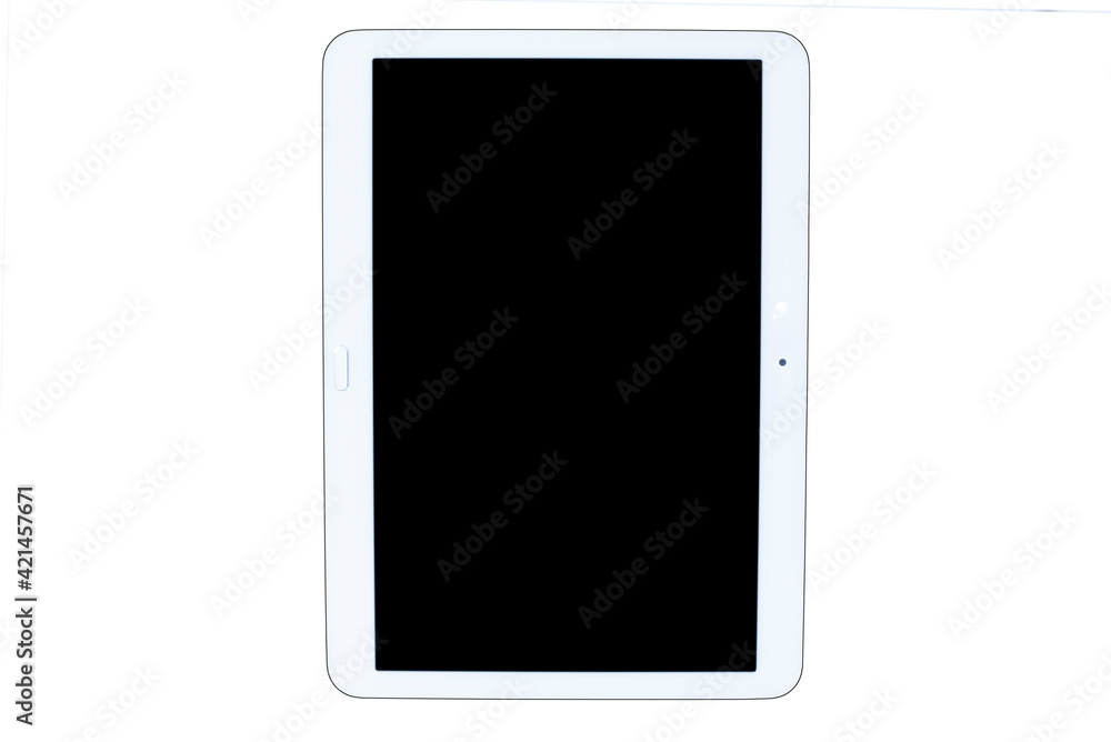 isolated white tablet with black screen Stock Photo | Adobe Stock
