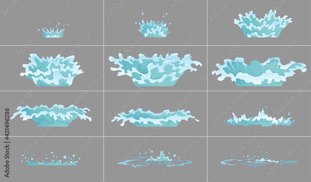 Dripping water special effect fx animation frames sprite sheet. Clear ...