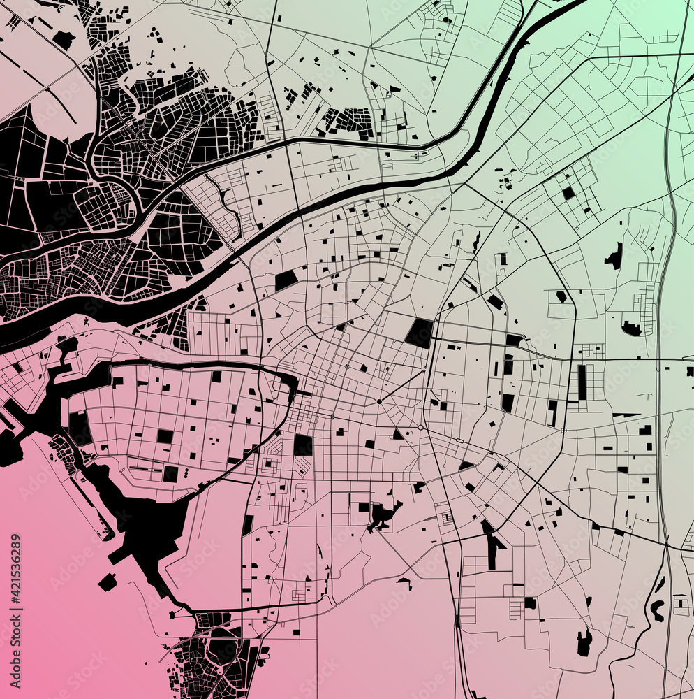 Tainan, Tainan City, Taiwan (TWN) - Urban vector city map with parks ...