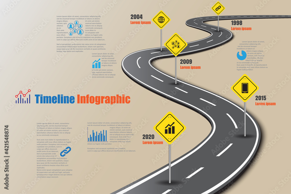 Business roadmap timeline infographic icons designed for abstract ...