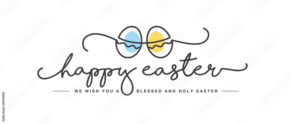 Happy Easter handwritten typography lettering we wish you a holy and ...