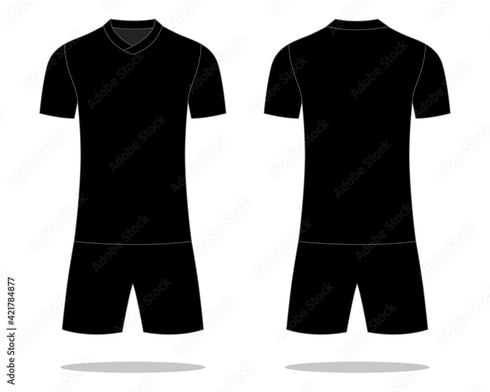 Blank Black Football Uniform Template On White Background.Front And ...
