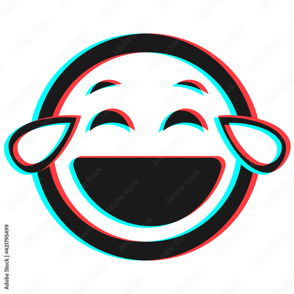 Cartoon smile emoticon symbol, icon in 3d effect with blue and red ...