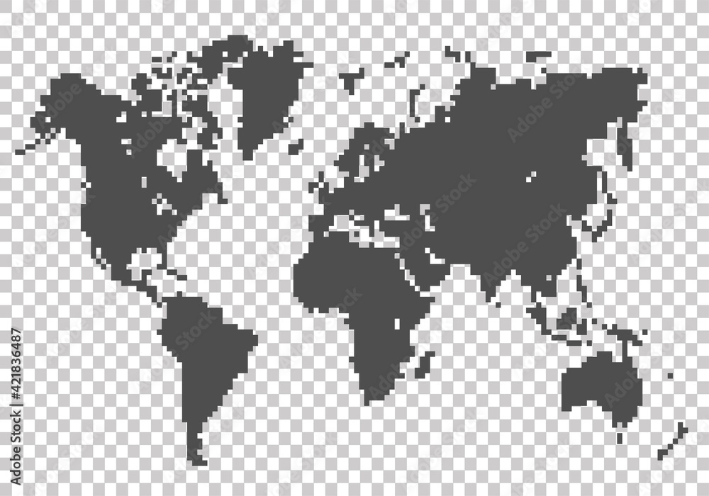 world map pixel art containing parts of continents and countries with ...