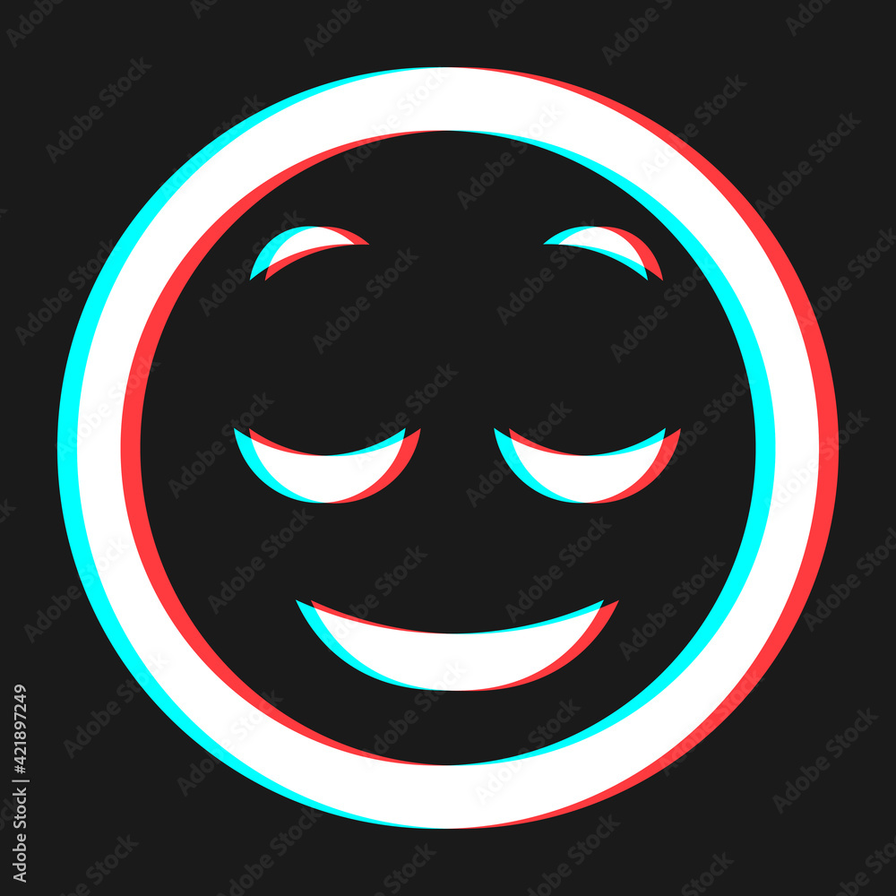 Cartoon smile emoticon symbol, icon in 3d effect with blue and red ...