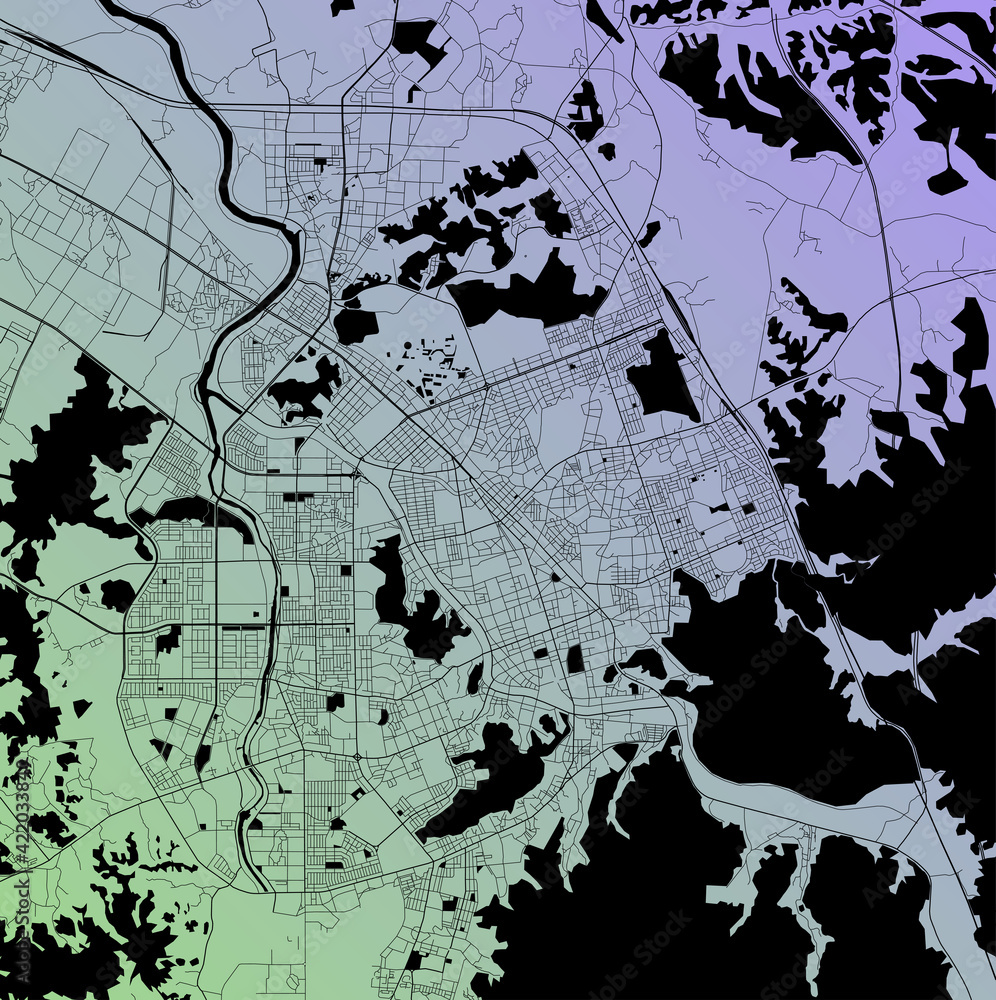 Jeonju, Jeollabuk-do, South Korea - Urban vector city map with parks ...