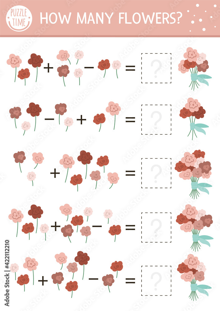Mothers day matching game with flowers. Holiday math activity for ...