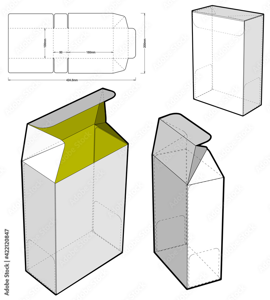 Simple Packaging Folding Box (Internal measurement 10x5x15cm) and Die ...