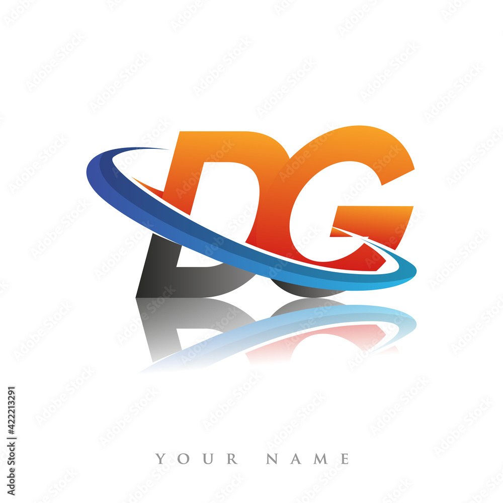 initial logo DG company name colored orange and blue swoosh design ...