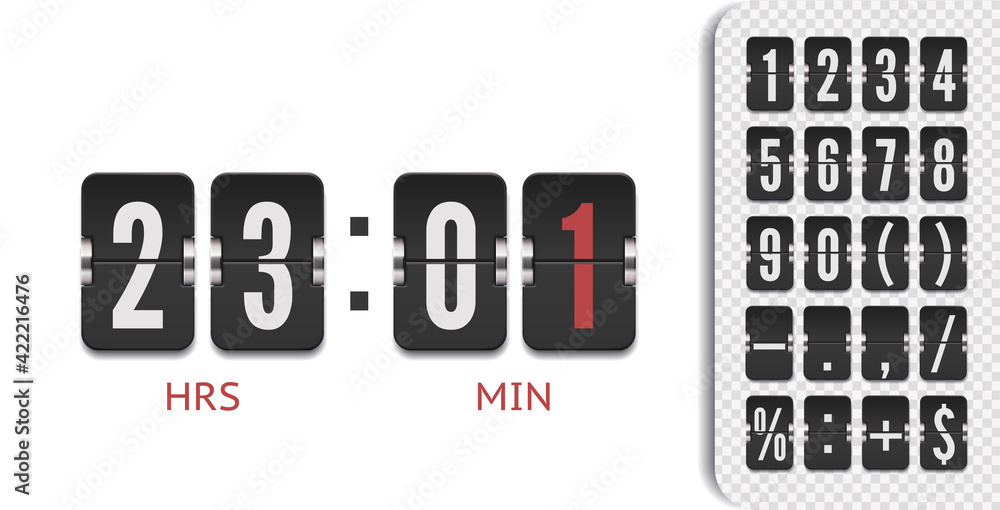 Retro design score board clock template. Scoreboard countdown number ...