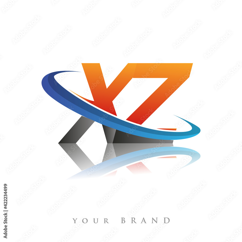 initial logo XZ company name colored orange and blue swoosh design ...