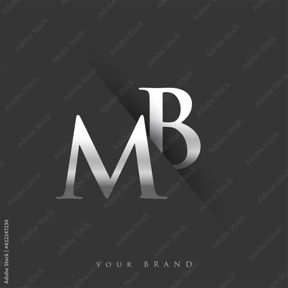 initial logo letter MB for company name, silver color and slash design ...
