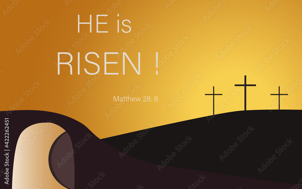 Vector de Stock Easter and Resurrection.He is Risen.Crucifixion and ...