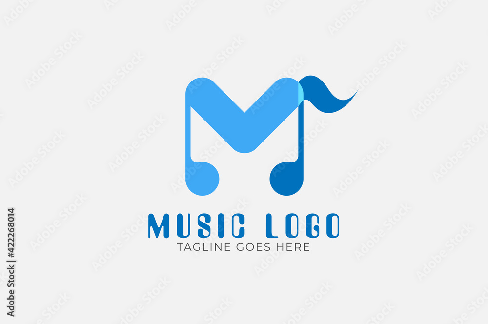 Letter M music Logo,letter M and note music combination, simple and ...
