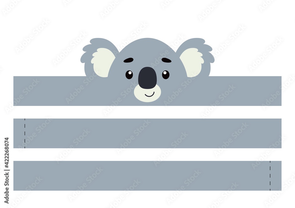 Printable koala paper crown. Party headband die cut template for ...