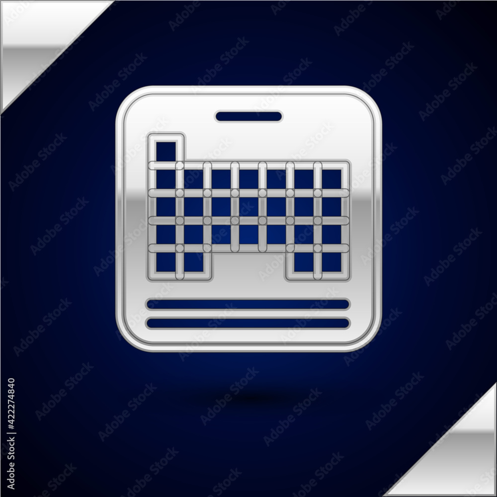 Silver Periodic table of the elements icon isolated on dark blue ...