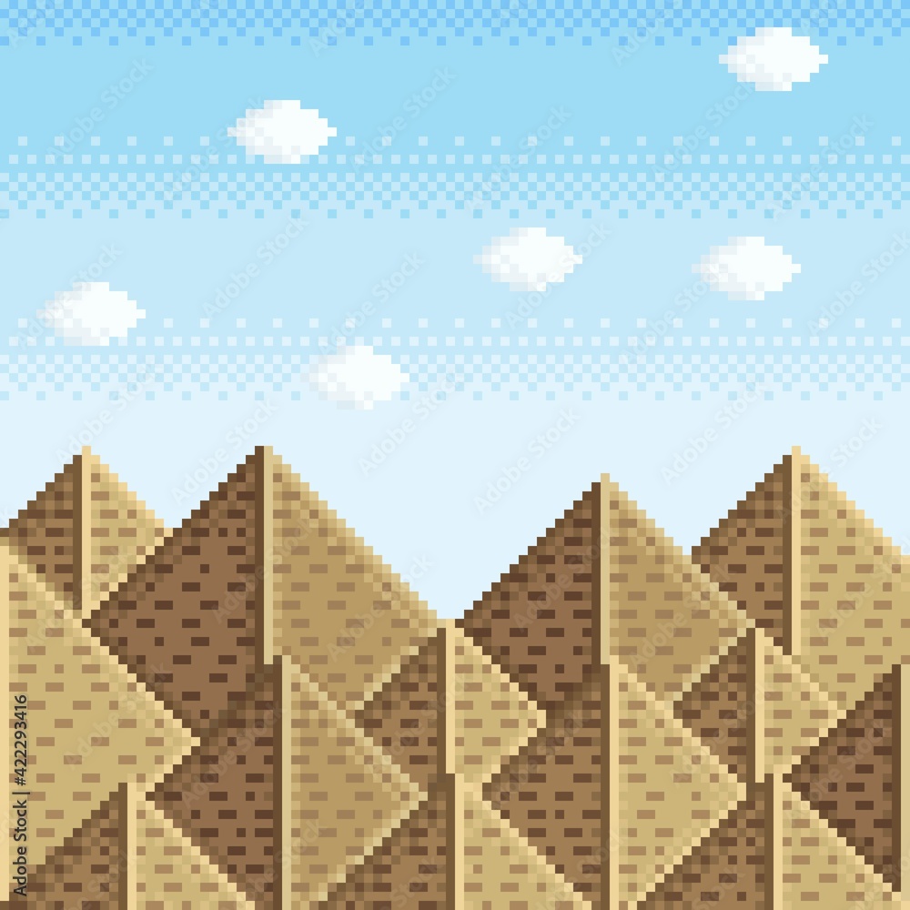 Desert pixel art. Pyramid pixel art. Vector picture. Stock Vector ...