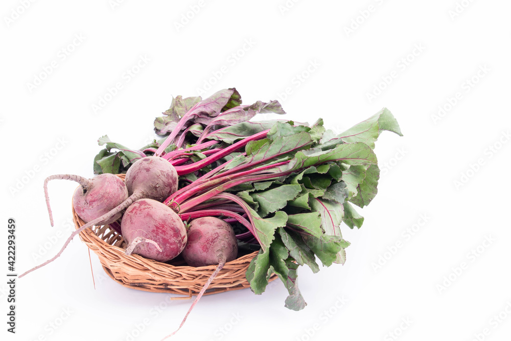 Foto de Stock Beetroot Desi Chukandar With Green Leaves Is Consumed As Salad Or Juice. Rich ...