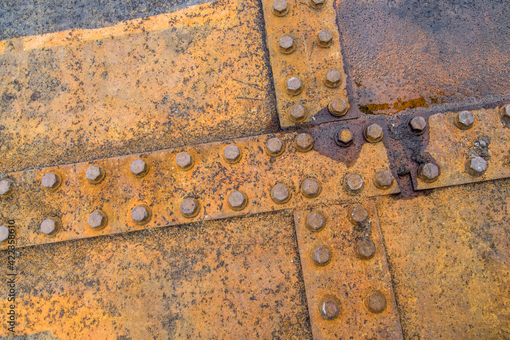 Assembled from metal sheets, the bridge base, assembly, reinforced with ...