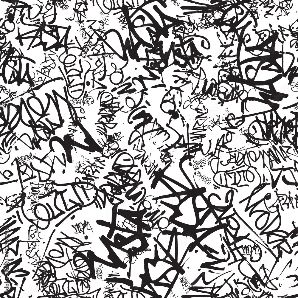 Vector graffiti seamless pattern with abstract tags Stock Vector ...