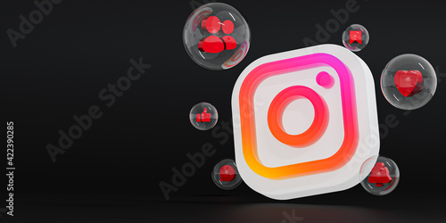 Instagram acrylic glass ig logo and social media icons with copy space ...