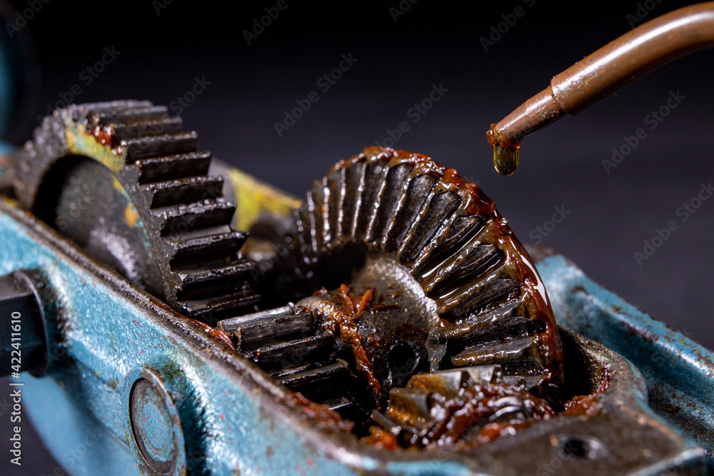 Coating steel gears with new grease. A mechanism for transmitting ...