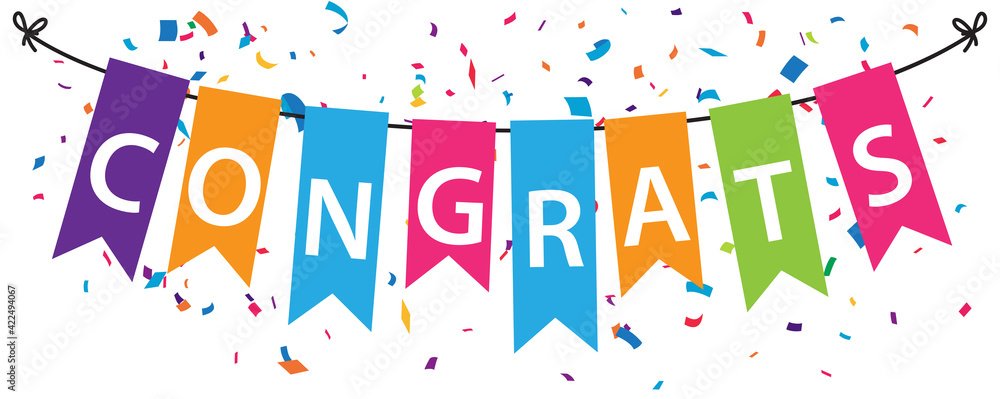 Congratulations banner with colorful bunting flags Stock Vector | Adobe ...