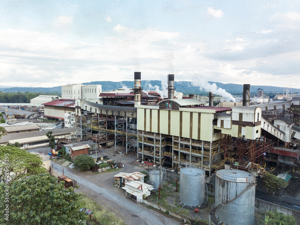 Nasugbu, Batangas, Philippines - Aerial of a massive sugar mill and ...