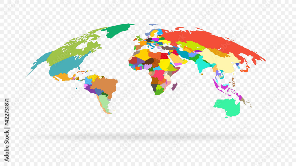 Vector world map isolated on transparent background. Every country is ...