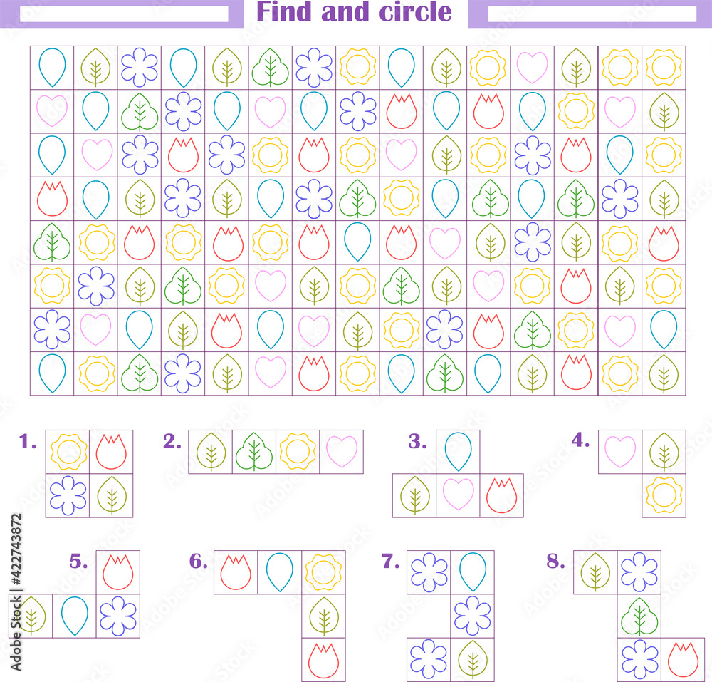 Logic game for children. Development of attention, thinking. Find and ...