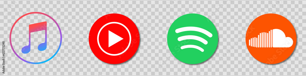 Apple Music, Spotify, YouTube Music, SoundCloud - a set of logos for ...