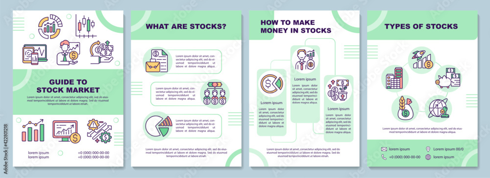Vektor Guide to stock market brochure template. What are stocks. Flyer ...