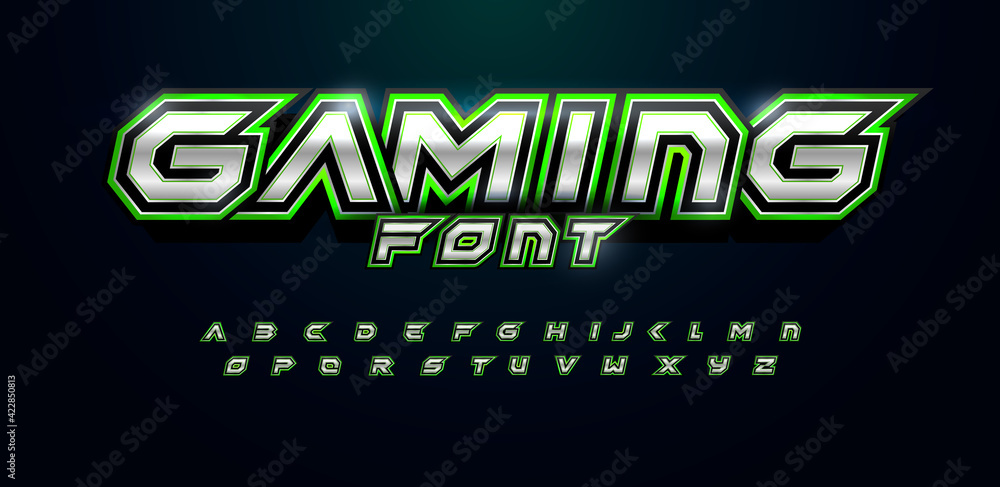 Modern futuristic font for video game logo and headline. Bold letters ...