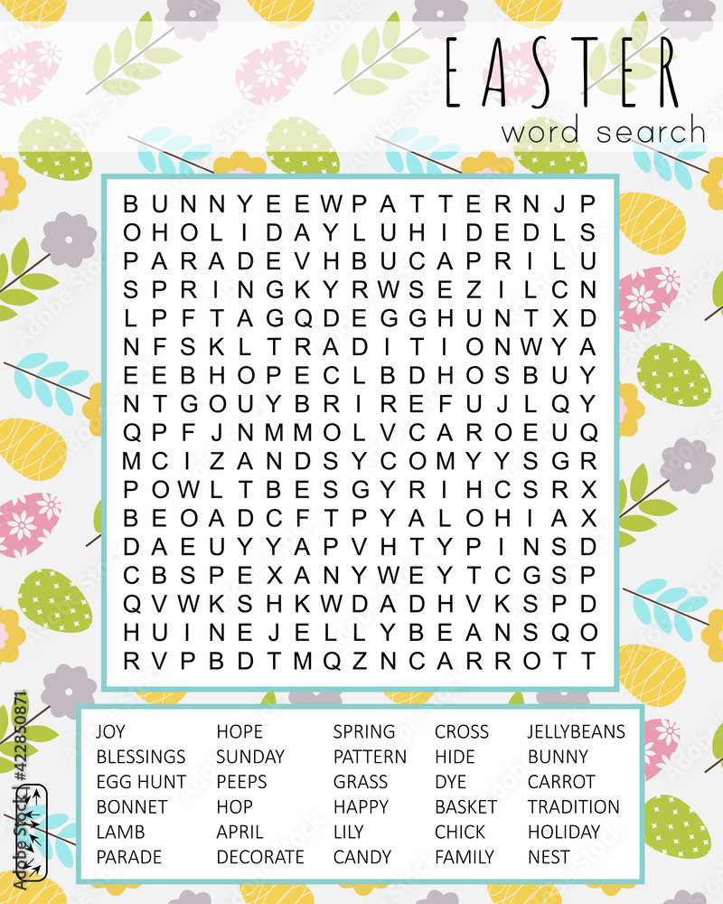 Easter word search puzzle. Educational game for kids. Funny holiday ...