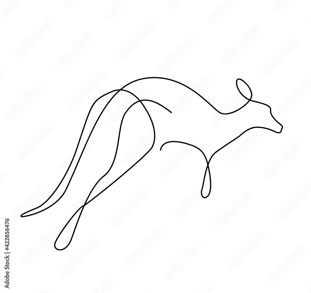 Kangaroo one line. Australian kangaroo bear outline. Continuous line ...