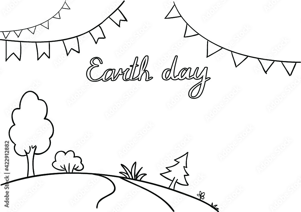 Printable vector Earth Day coloring page with lettering Stock Vector ...
