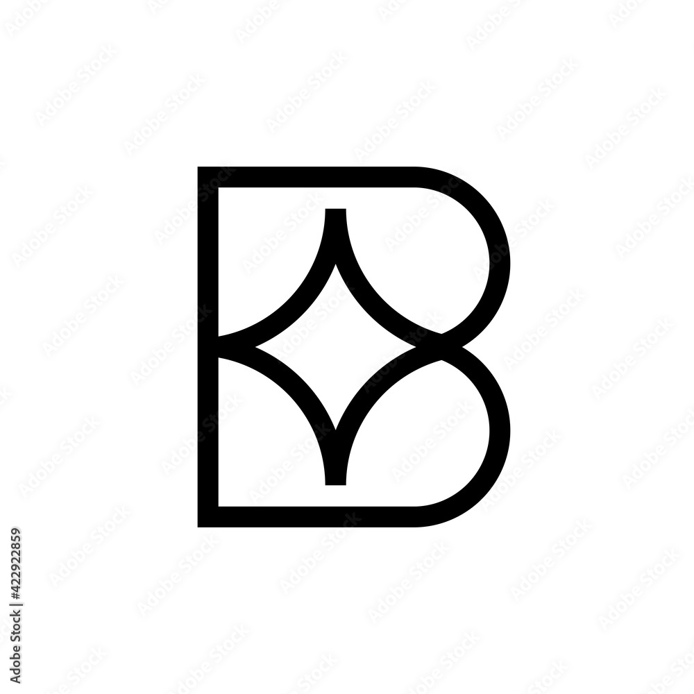 เวกเตอร์ Stock Letter B star logo icon design, Alphabet B and spark ...