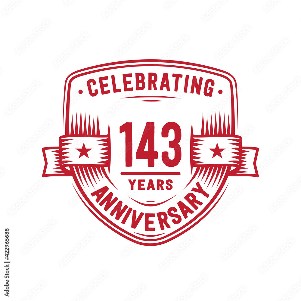 143 years anniversary celebration shield design template. 143rd ...