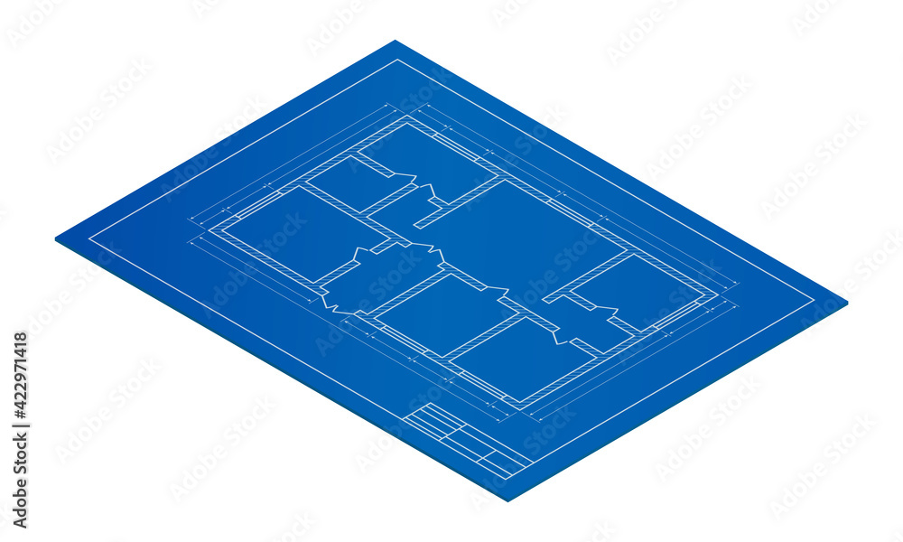 Vector de Stock Isometric vector illustration blueprint floor plan the ...